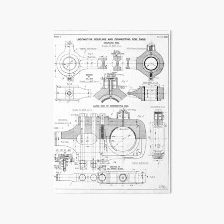 "Vintage drawing of locomotive coupling rods from an Edwardian textbook ...