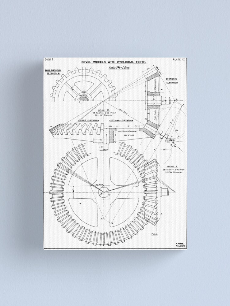 "Vintage drawing of gear wheels from an Edwardian textbook on technical ...