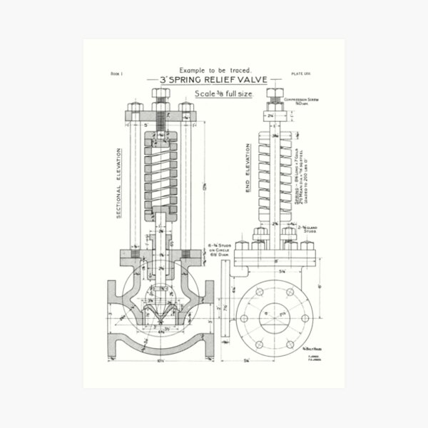 "Vintage drawing of steam engine relief valve from an Edwardian ...