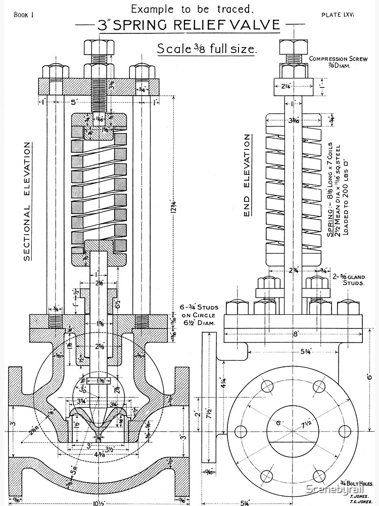 "Vintage drawing of steam engine relief valve from an Edwardian ...