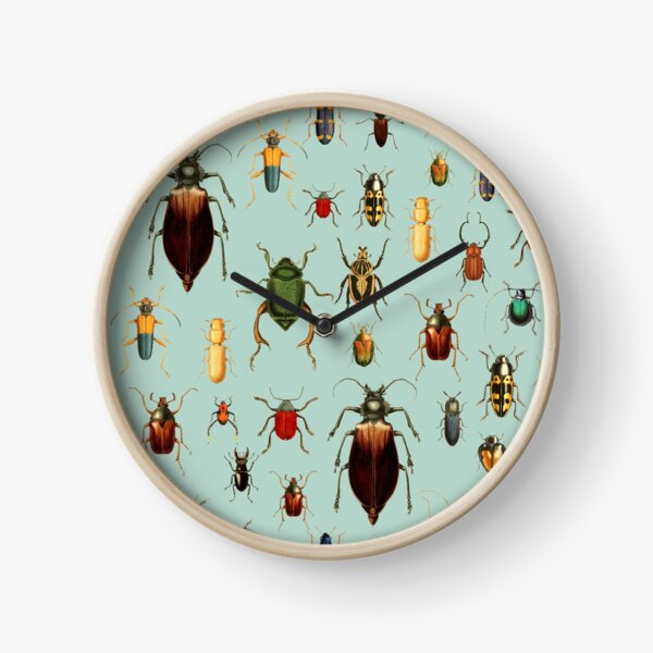 "Antique pattern - Beetles and Bugs" Clock for Sale by UtArt | Redbubble