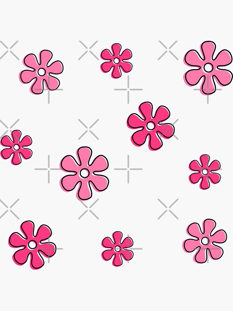 "Hot and Light Pink Flowers" Sticker for Sale by stickerspickers ...
