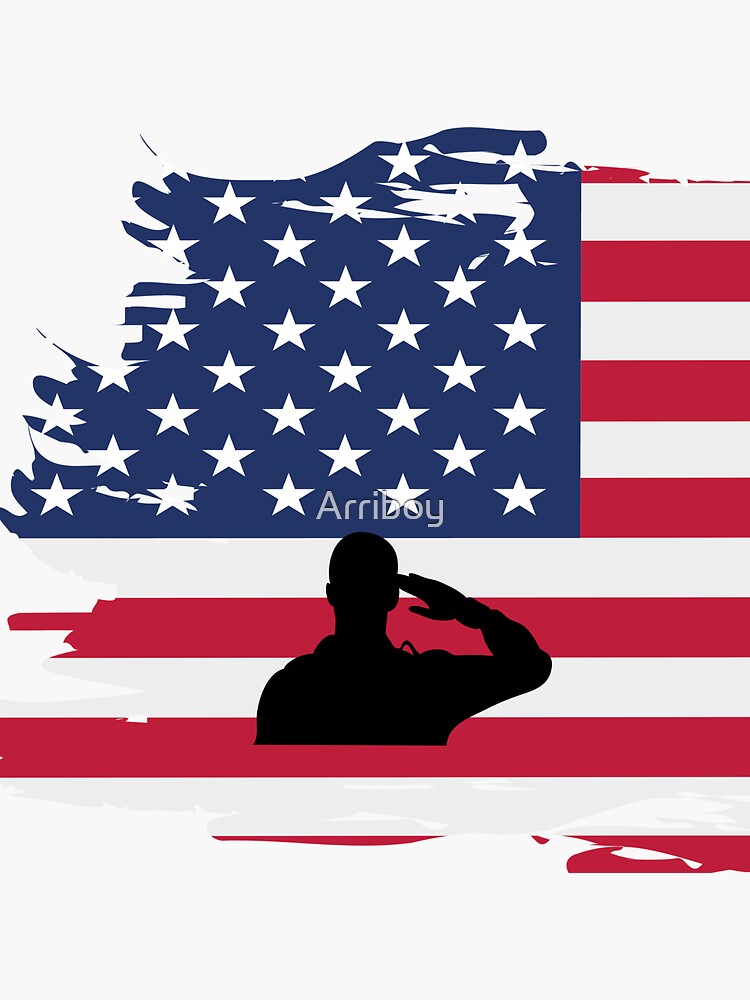 "Saluting the flag of the USA" Sticker for Sale by Arriboy | Redbubble