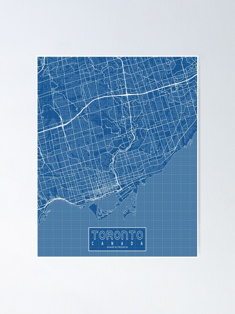 "Toronto City Map of Canada - Blueprint" Poster by deMAP | Redbubble
