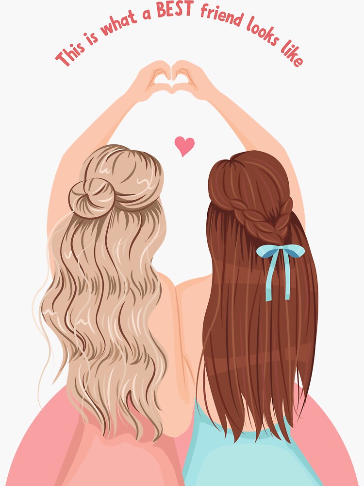 "Pink & Beige illustrated friendship " Sticker for Sale by Marwaane ...