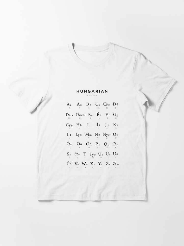 "Hungarian Alphabet Chart, Magyar Language Chart, White" T-shirt for ...