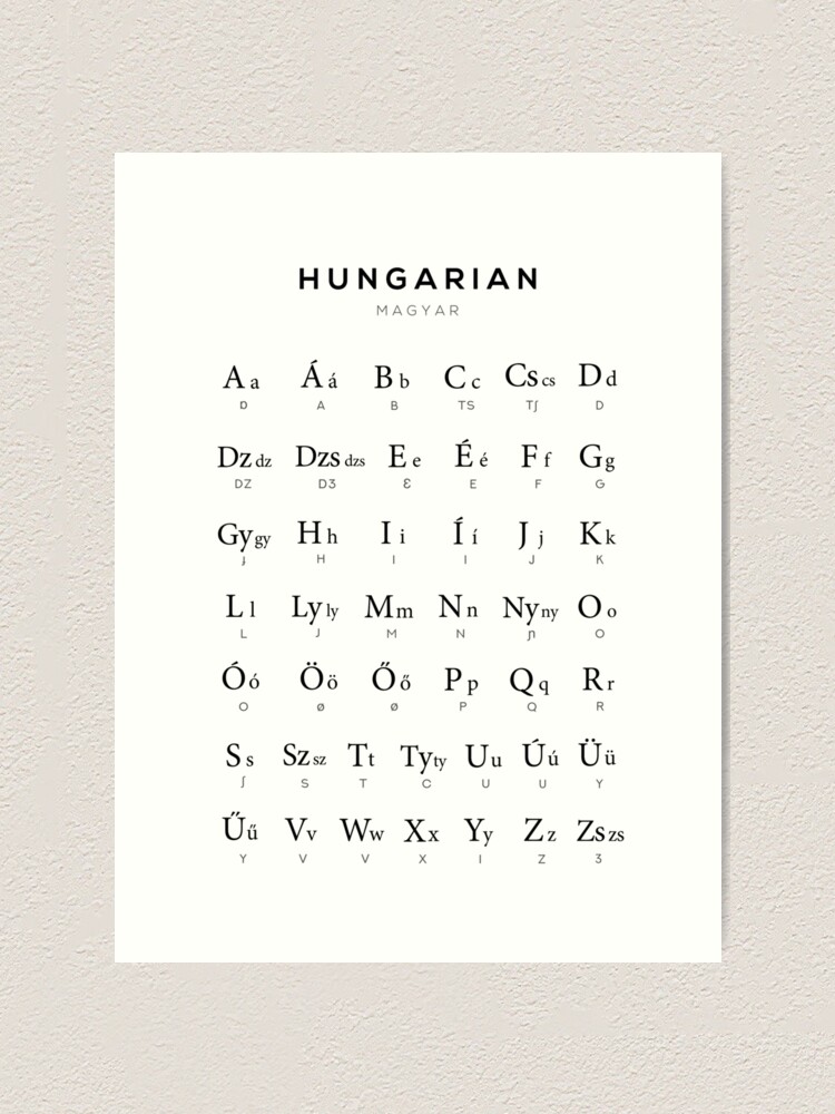 "Hungarian Alphabet Chart, Magyar Language Chart, White" Art Print for ...