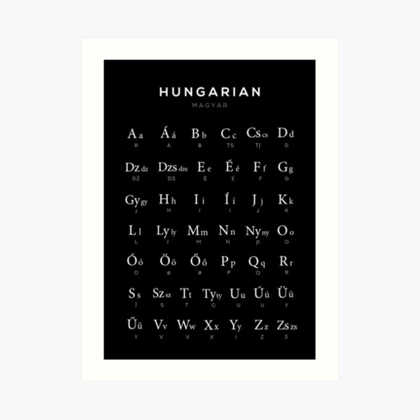 "Hungarian Alphabet Chart, Magyar Language Chart, Black" Art Print for ...