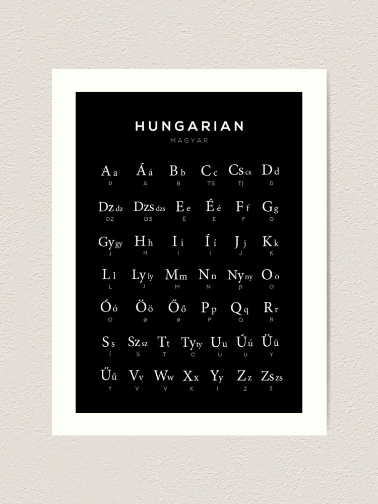 "Hungarian Alphabet Chart, Magyar Language Chart, Black" Art Print for ...
