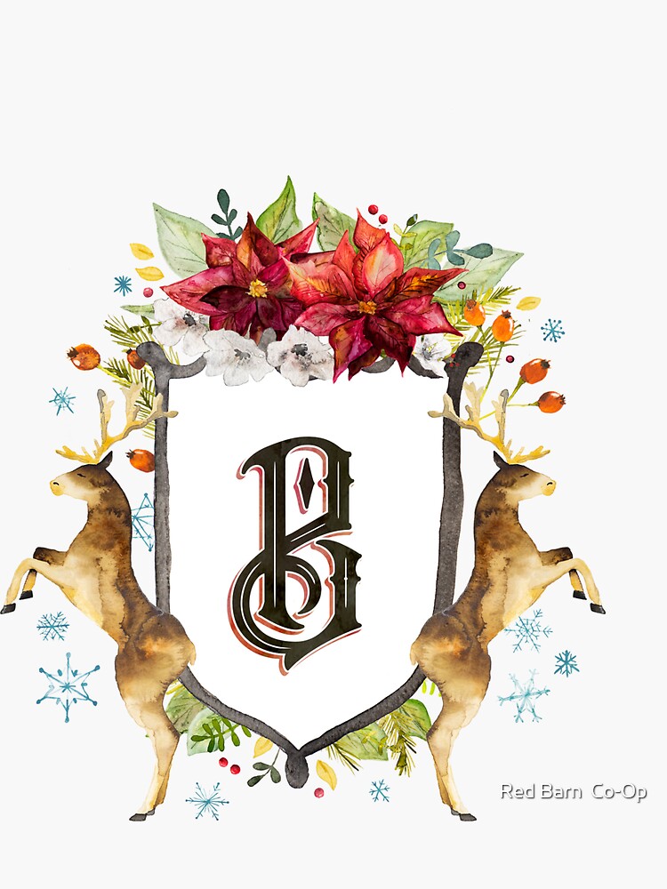 "Monogram B Crest with Stag Deer" Sticker by kkrahn7 | Redbubble