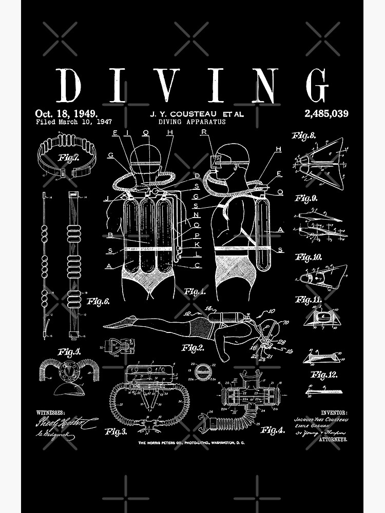 "Diving Equipment Diver Vintage Patent Drawing Print" Poster for Sale ...