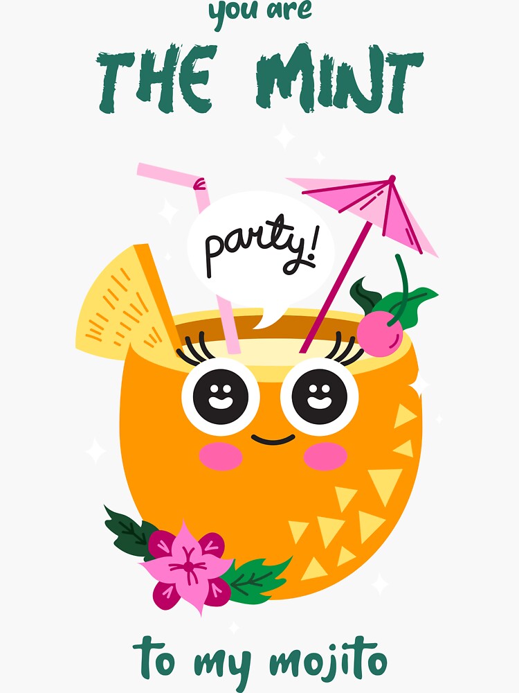 "Happy and funny mojito cartoon" Sticker for Sale by BiSuSri | Redbubble