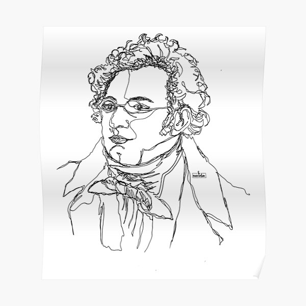 "Schubert - Continuous Line 07" Poster for Sale by cisviolin | Redbubble