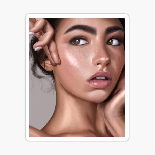 "Woman olive skin digital art print " Sticker by Angelithia | Redbubble