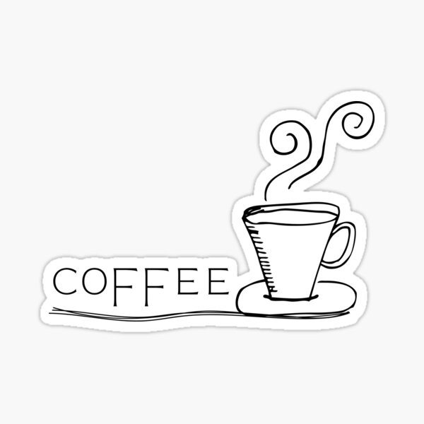 "Coffee Cup (cappuccino, latte, java, black/white)" Sticker for Sale by ...
