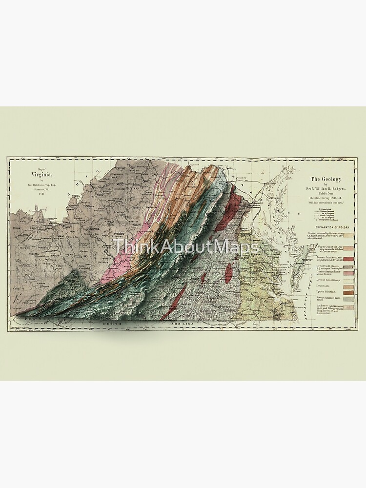 "1874 Virginia Geological Map 3D digitally-rendered" Art Print for Sale ...