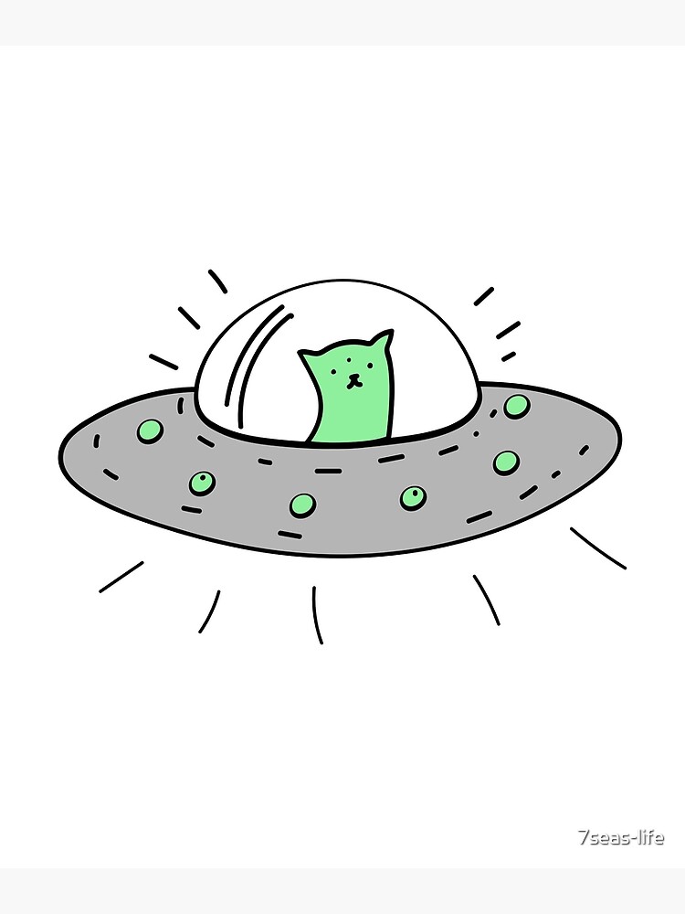"Alien Cat UFO | Cute Green Cat in Spaceship | I Want To Believe | X ...
