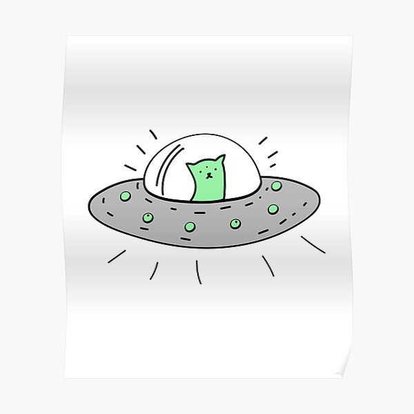 "Alien Cat UFO | Cute Green Cat in Spaceship | I Want To Believe | X ...