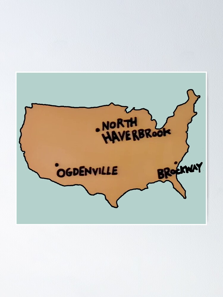 Poster « carte du monorail, simpsons, Lyle Lanley, monorail, Brockway ...