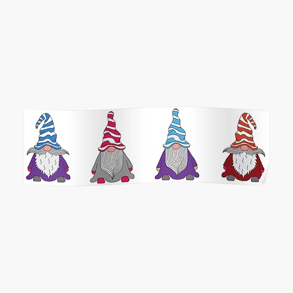 "four funny christmas gnomes" Poster for Sale by dreamykoala | Redbubble