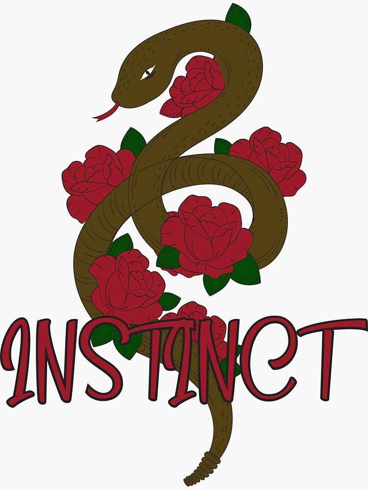 "instinct snake with flowers" Sticker for Sale by VOMOM-ARTS | Redbubble