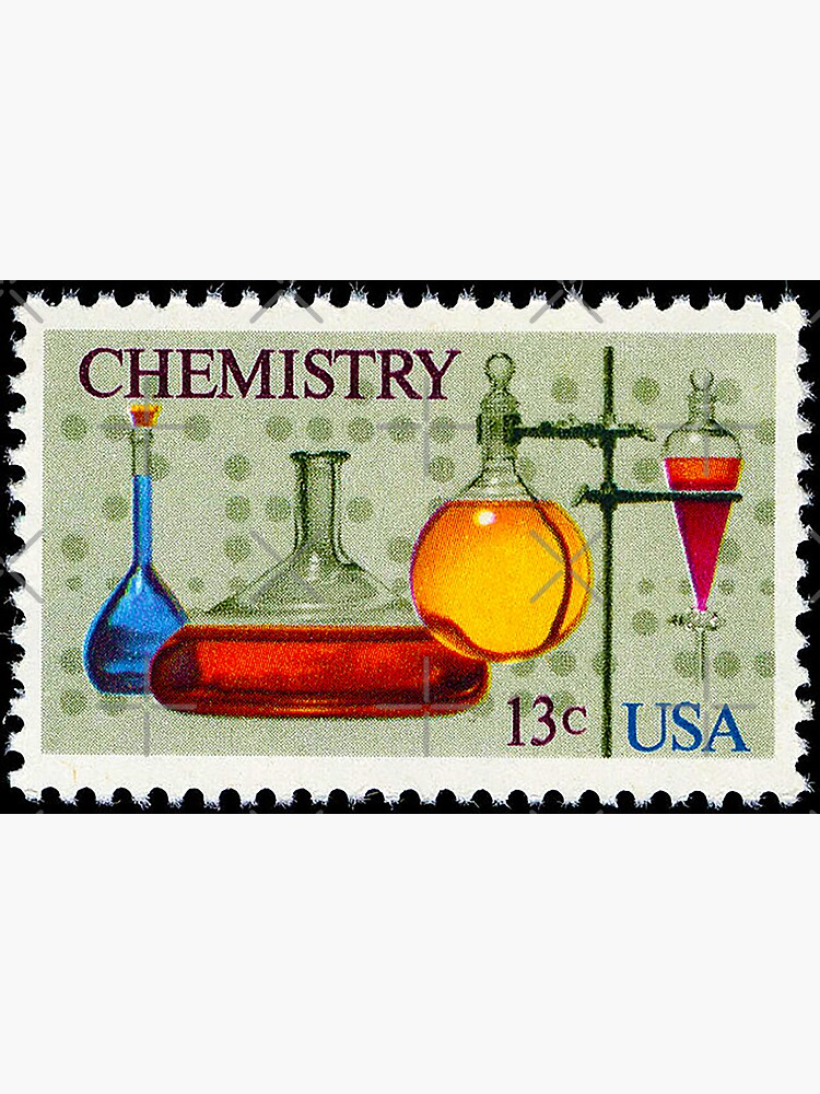 "Chemistry US Postage Stamp, 13 cents postage Chemistry stamp" Sticker ...