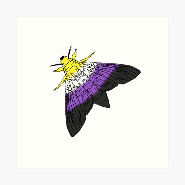 "Nonbinary Pride Flag Death Hawk Moth" Art Print for Sale by ...
