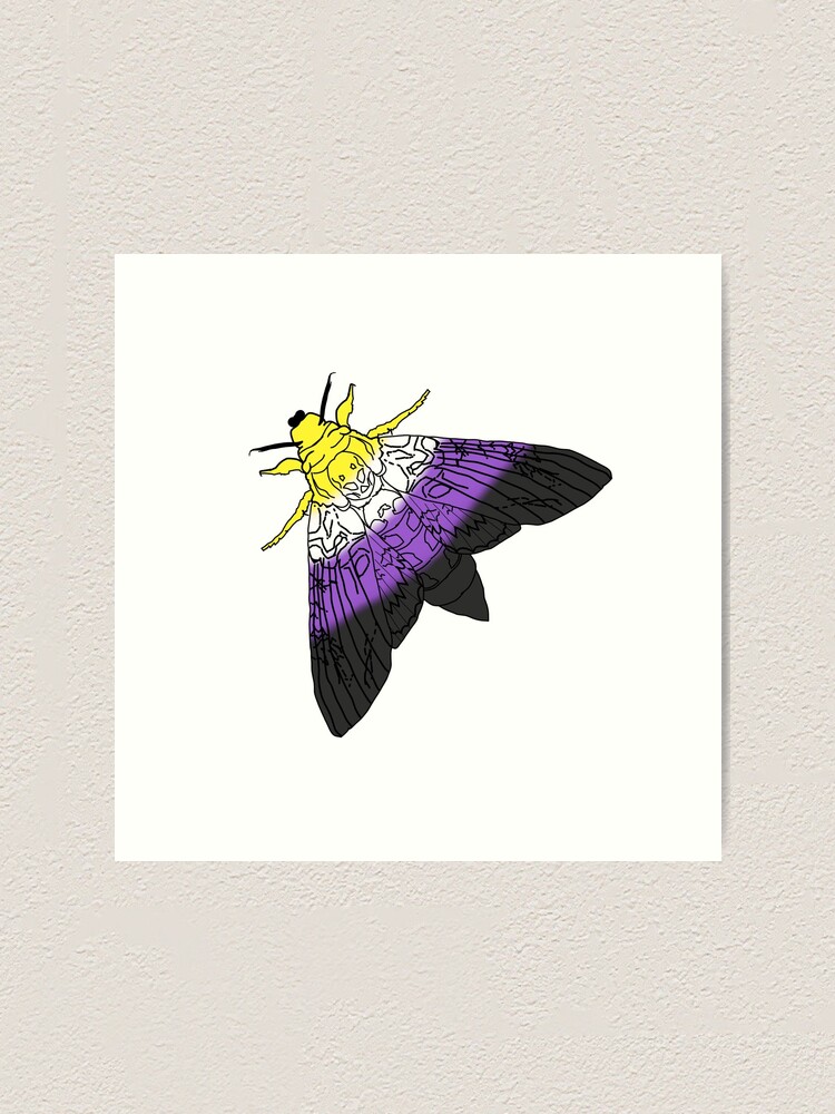 "Nonbinary Pride Flag Death Hawk Moth" Art Print for Sale by ...