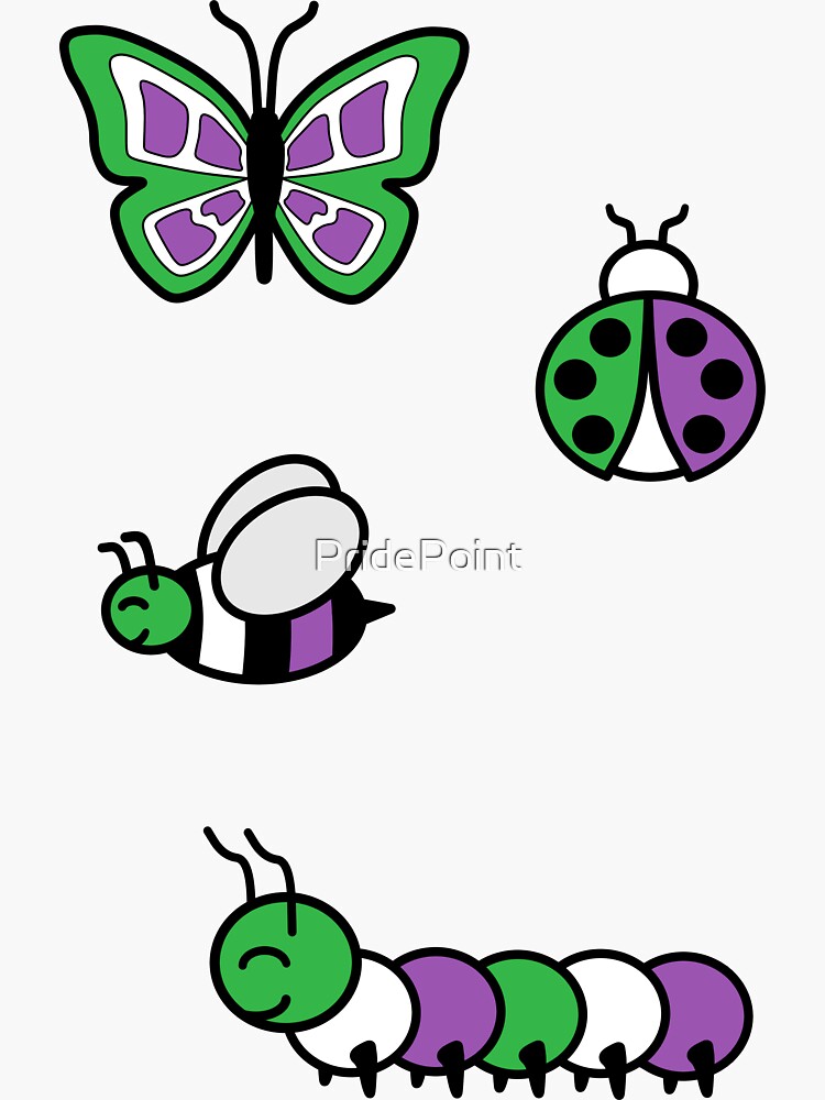 "Genderqueer Pride Bugs Sticker Pack" Sticker for Sale by PridePoint ...