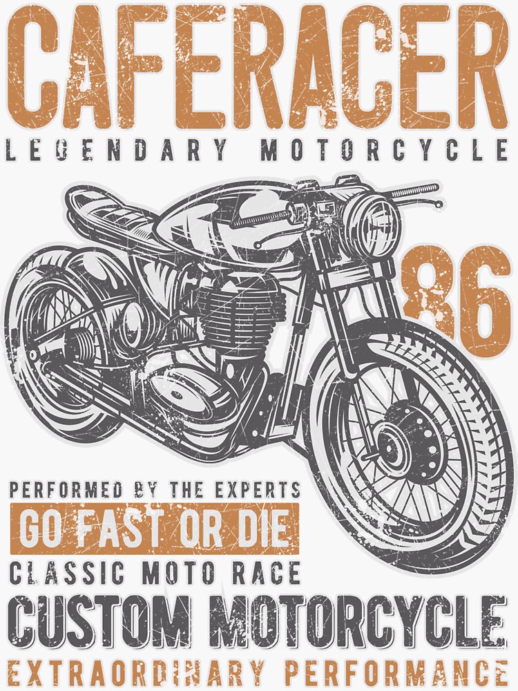 "RACE RIDER RACER BIKES CAFERACER BIKER MOTORCYCLE" Sticker by Super3 ...