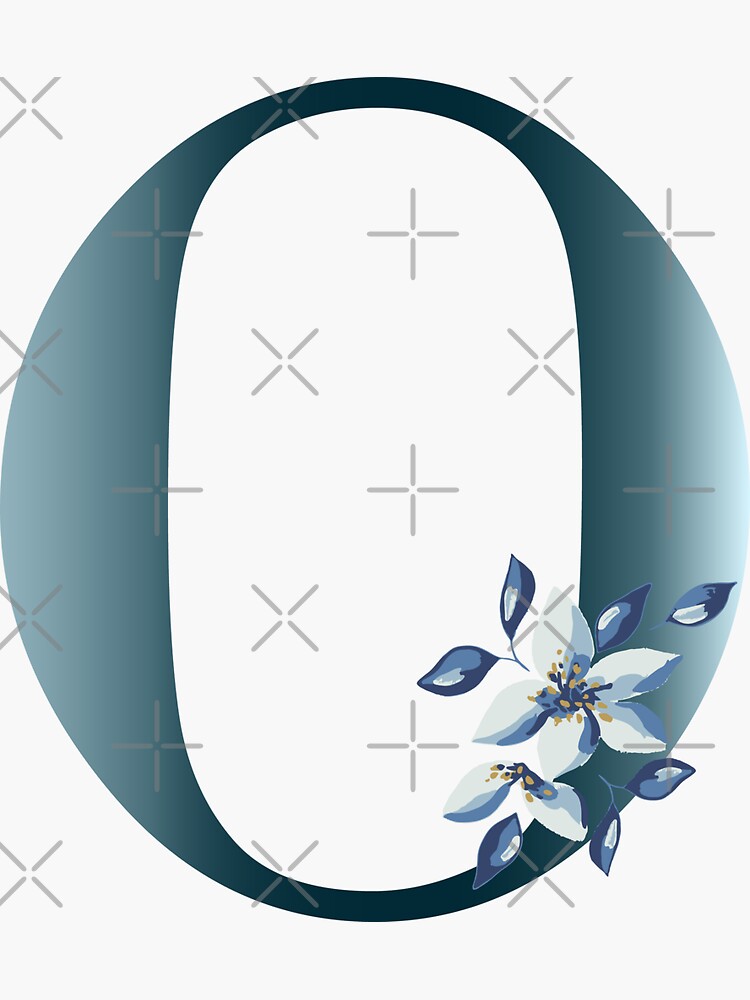 Pegatina «Letra O - Flor de acuarela azul» de CiaraPrints | Redbubble