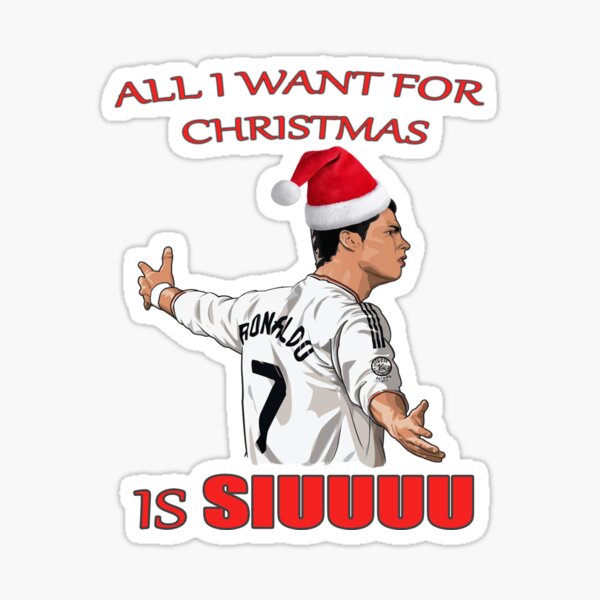 "all i want for christmas is siuuu" Sticker for Sale by adnane2002 ...