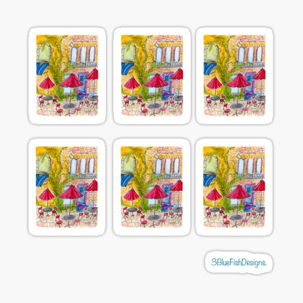 Street Cafe” Sticker Pack " Sticker for Sale by 3BlueFishDesign | Redbubble