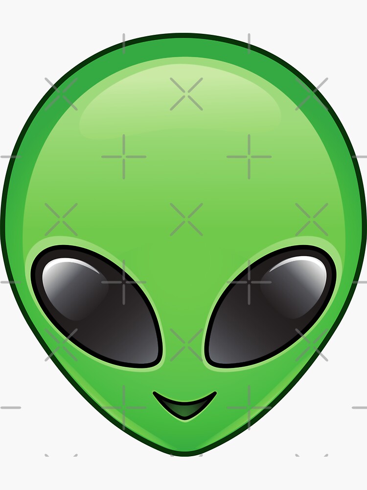 "Cute and Funny Smiling Green Alien Face" Sticker for Sale by silviaol ...
