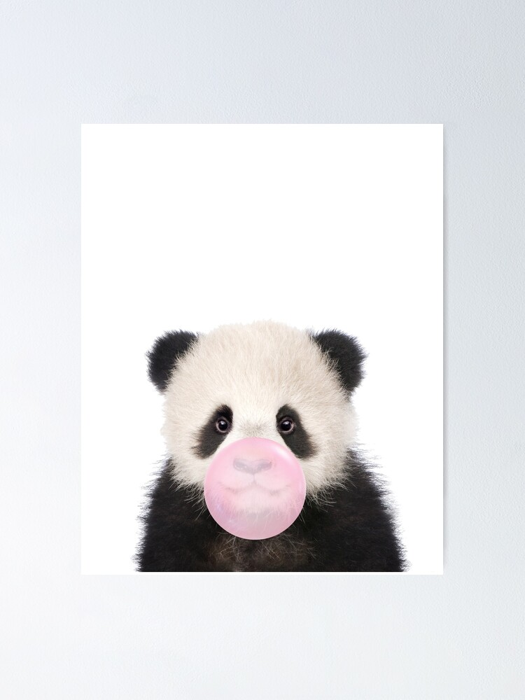 Póster «Bebé oso panda soplando chicle rosa de Zouzounio Art» de ...