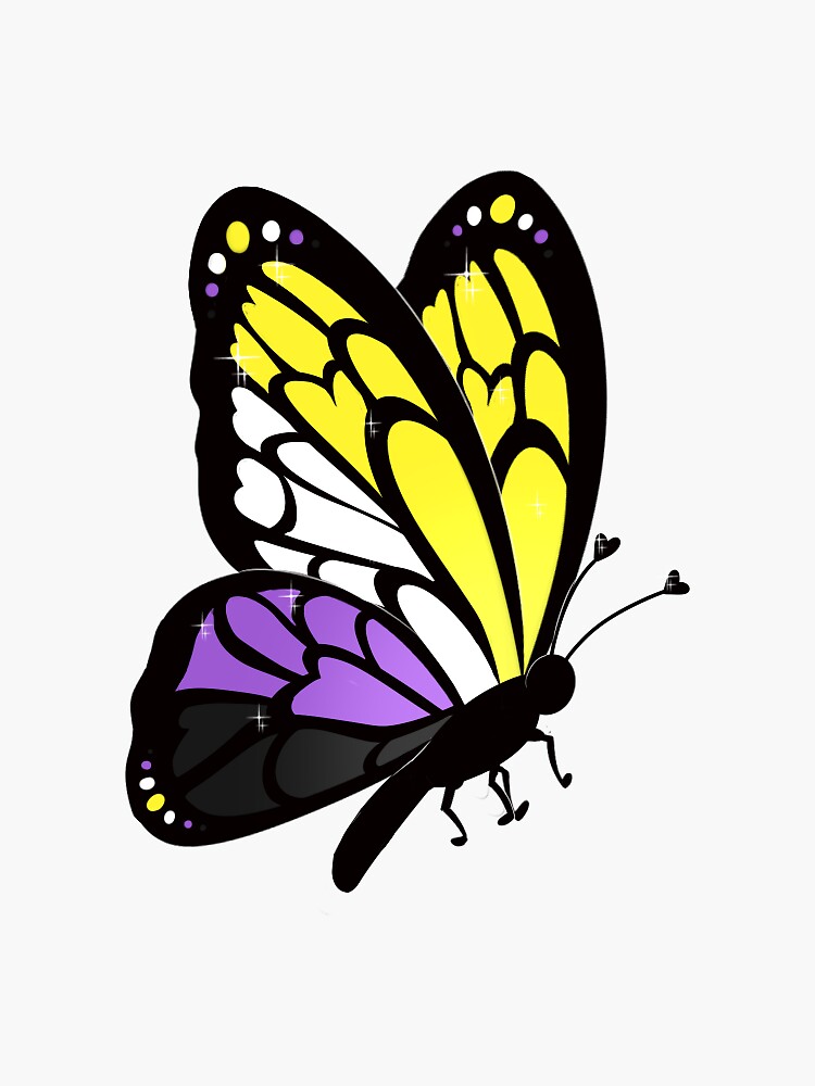 "Non Binary Butterfly" Sticker for Sale by Soniana-draws | Redbubble