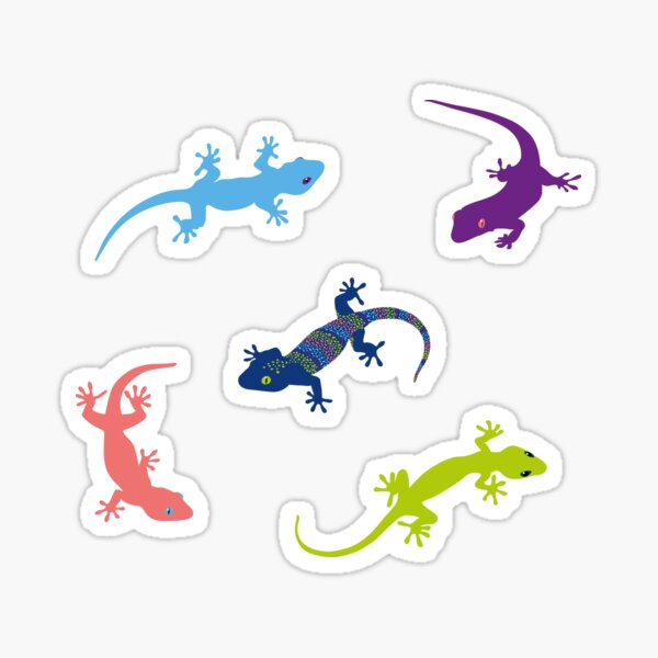 "Circle of Colorful Geckos Sticker and Magnet Pack" Sticker for Sale by ...