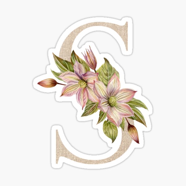 "Vintage Beige Letter S With Abstract Flowers and Leaves. Floral Letter ...