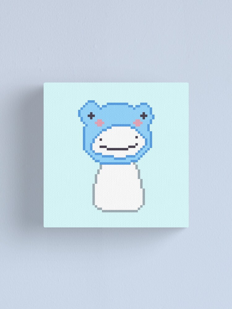 "dream frog hat pixel art blob - gogy blue version" Canvas Print for ...