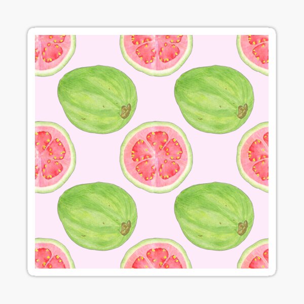 "Bright watercolor tropical fruit pattern, guavas" Sticker for Sale by ...