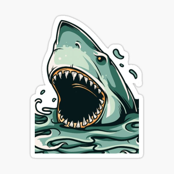 "MEAN HUNGRY PREDATOR OCEAN SHARK WITH SHARP TEETH" Sticker for Sale by ...