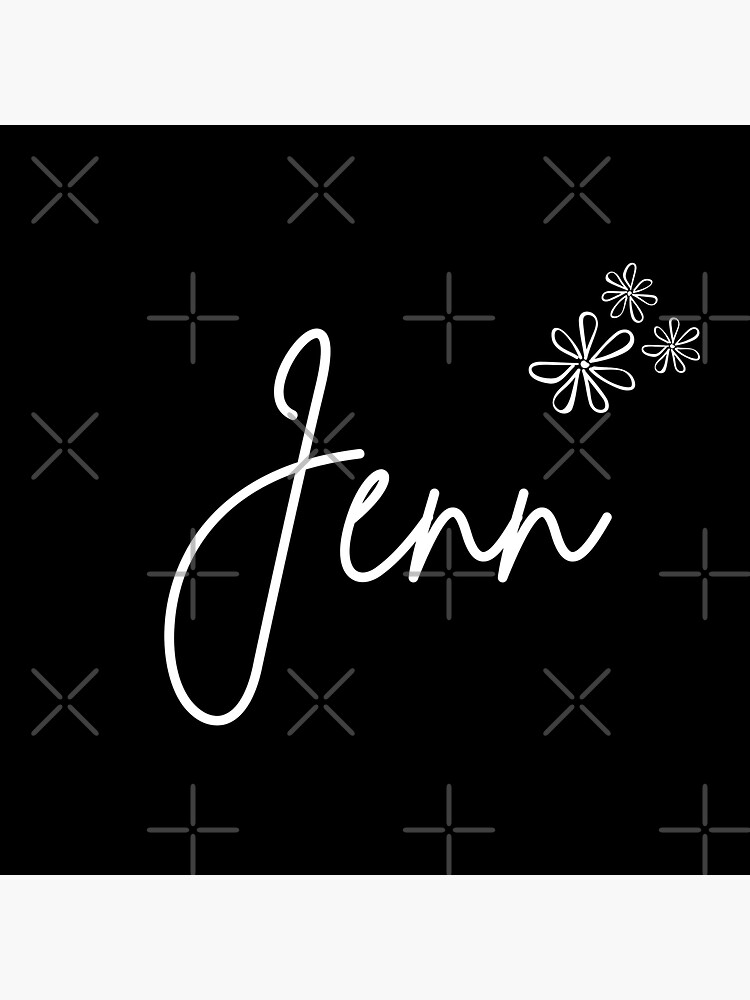 ""Jenn" Name in Black and White Color with Flowers" Sticker by ...