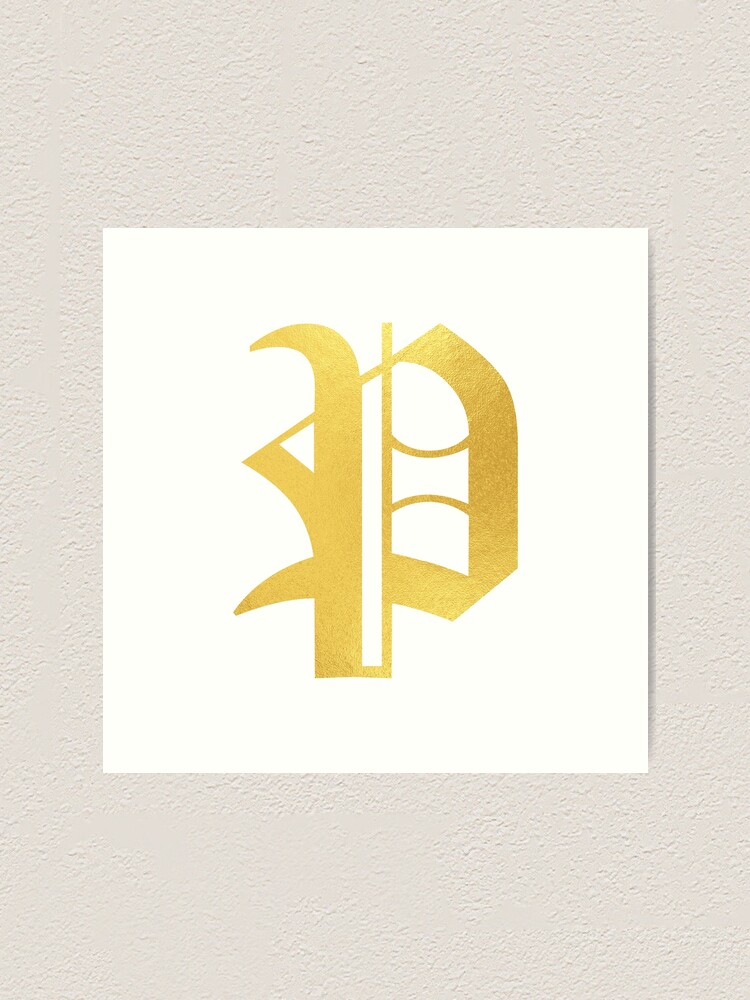 "P – Faux Gold Old English - Letter P" Art Print for Sale by Typeglyphs ...