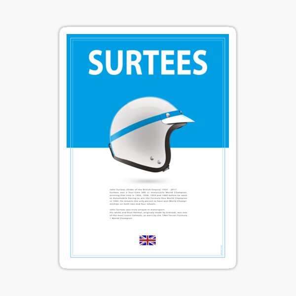 "John Surtees Helmet" Sticker for Sale by theodordecker | Redbubble