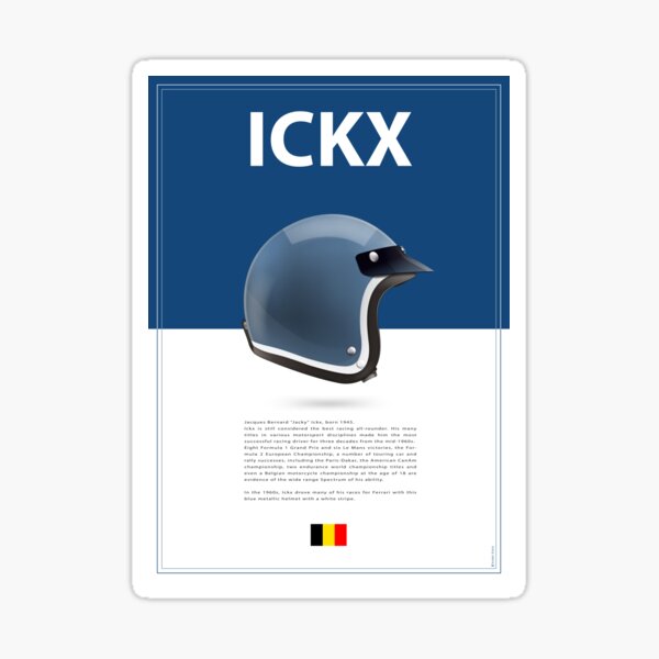 "Jacky Ickx Helmet" Sticker for Sale by theodordecker | Redbubble