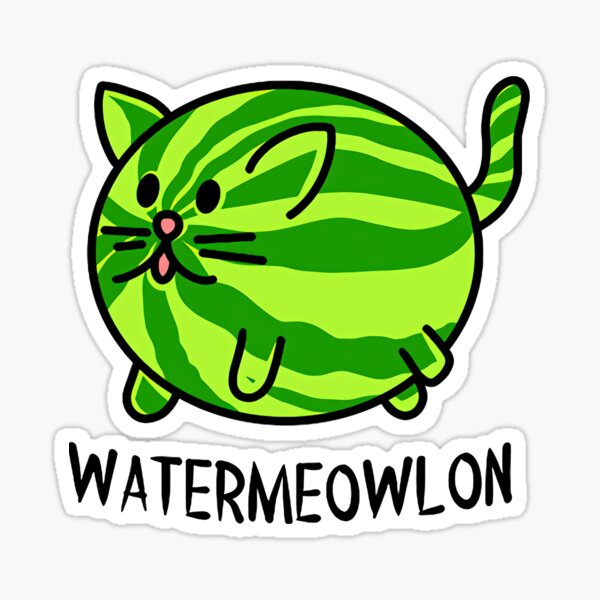 "WATERMEOWLON // Cute and Funny Cat Design" Sticker for Sale by ...