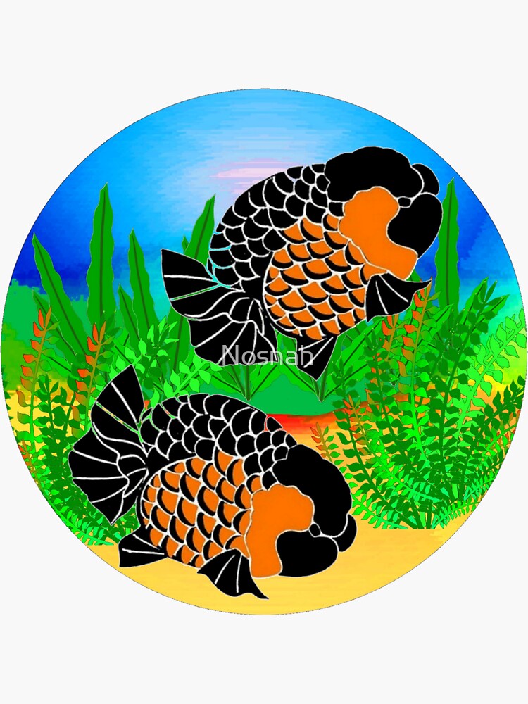 "Ranchu Goldfish Logo 0207C" Sticker by Nosnah | Redbubble