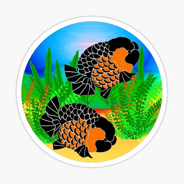 "Ranchu Goldfish Logo 0207C" Sticker by Nosnah | Redbubble