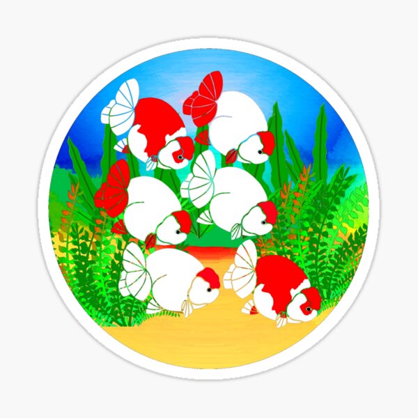 "Ranchu Goldfish Logo 0207A" Sticker by Nosnah | Redbubble