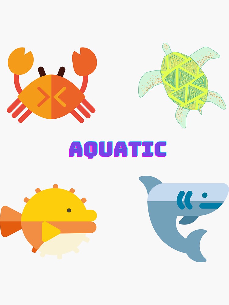 " aquatic animals sticker pack" Sticker for Sale by yslash | Redbubble